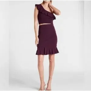 Express | Skirts | Express Eggplant Purple Ruffle Hemline Bodycon ...